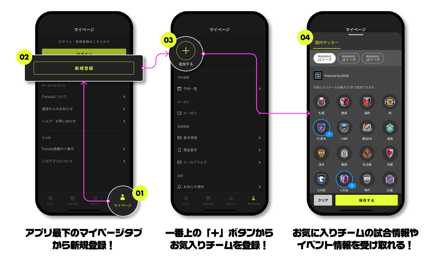お気に入りチームを登録したい – Fansta